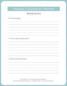 Holiday Countdown Planner {Week Seven} - Satori Design for Living